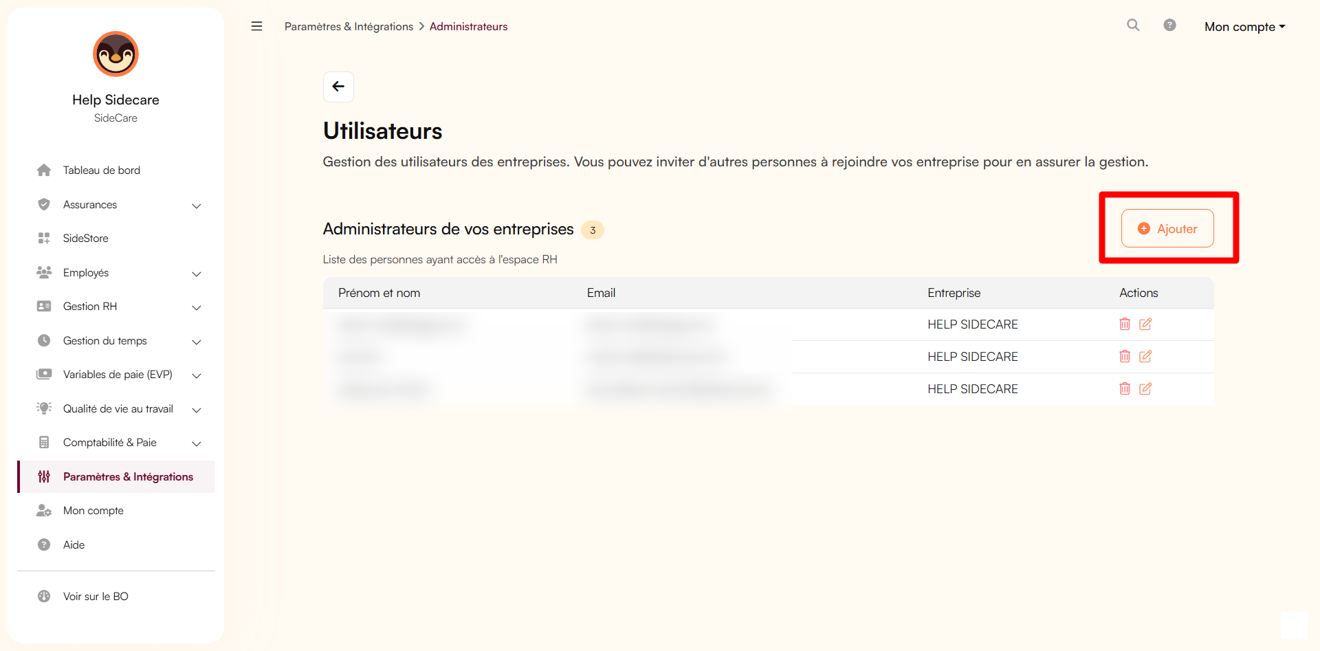 Comment créer un nouvel administrateur sur SideCare ? – SideCare